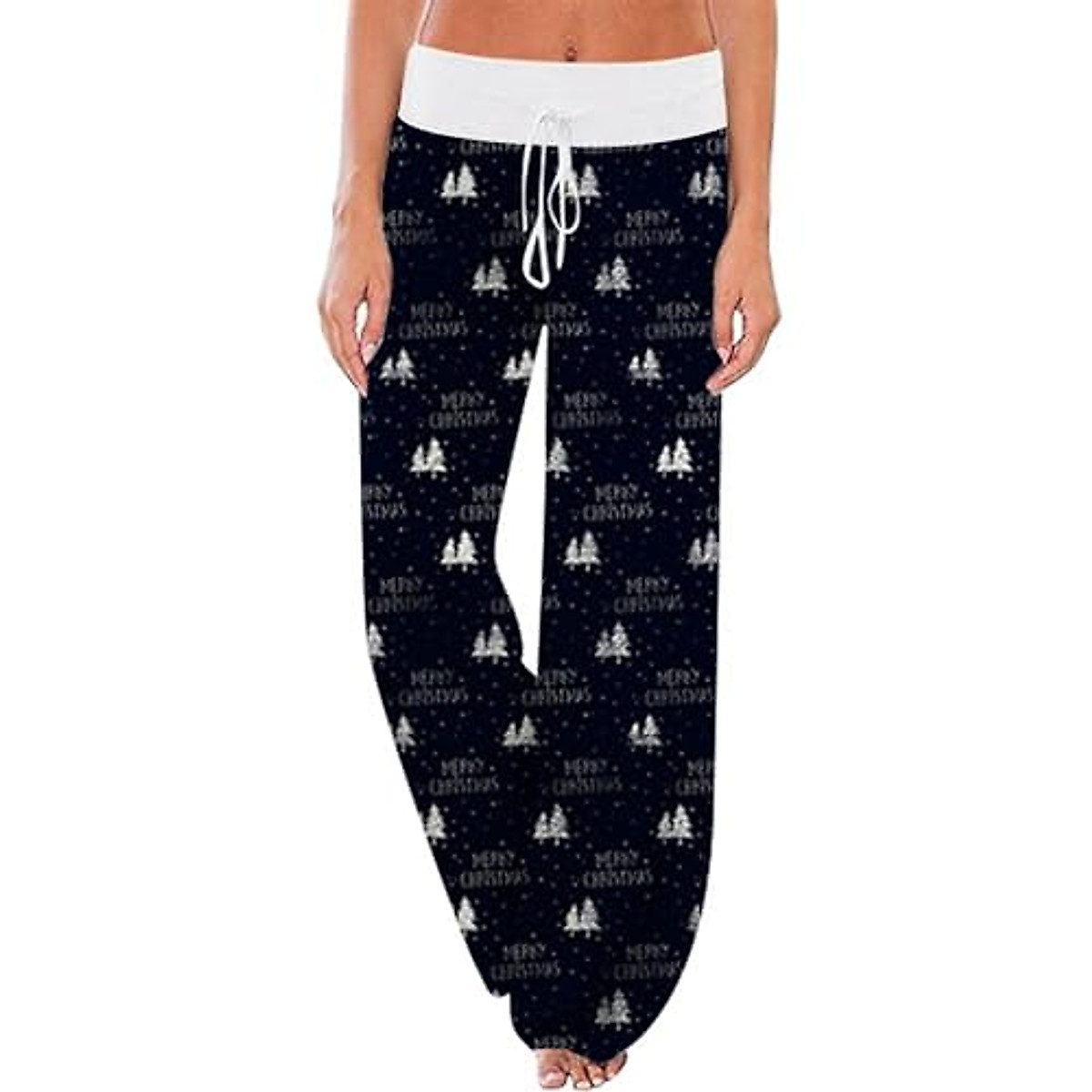 Black 2023 Friday Deals,Christmas Print Womens Sweatpants with Pockets Xmas Print Drawstring Workout Active Joggers Christmas Tree Print Plus Size Running Sweatpants Black XL