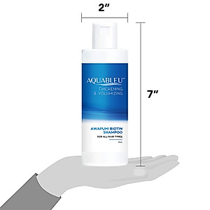 Aquableu Biotin Shampoo – Natural Thickening & Volumizing For Thicker Hair - Infused with coconut oil, keratin, Argan & Jojoba oil - Awapuhi fragrance 8oz