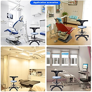 SFKLYU Rolling Stool Dental Chair Assistant Stool 360° Rotation Armrest PU Leather Dental Stool for Office Dentist Shop Lab and Home Use,44~58cm