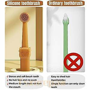 Tsxurepaw Dog Toothbrush, Pet Silicone Toothbrush Cat Tooth Brushing Kit with Storage Cup, 360° Doggie Kitten Toothbrush Tongue Cleaning Brush, Dental Care for Small Pets Ferret Dutch Pigs