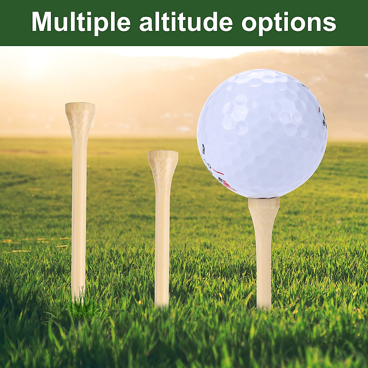 GFGL Golf Tees Durable Bamboo Tees 100Pcs 3-1/4" Friendly Biodegradable Material Reduce Friction Side Spin More Stable (Primary)