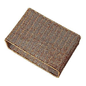 Zerodeko Woven Storage Bin Rattan Woven Basket Rectangular Storage Bin Wicker Basket with Handle Japanese Style Basket Organizer for Magazine Book Newspaper Sundries Rattan Magazine Holder