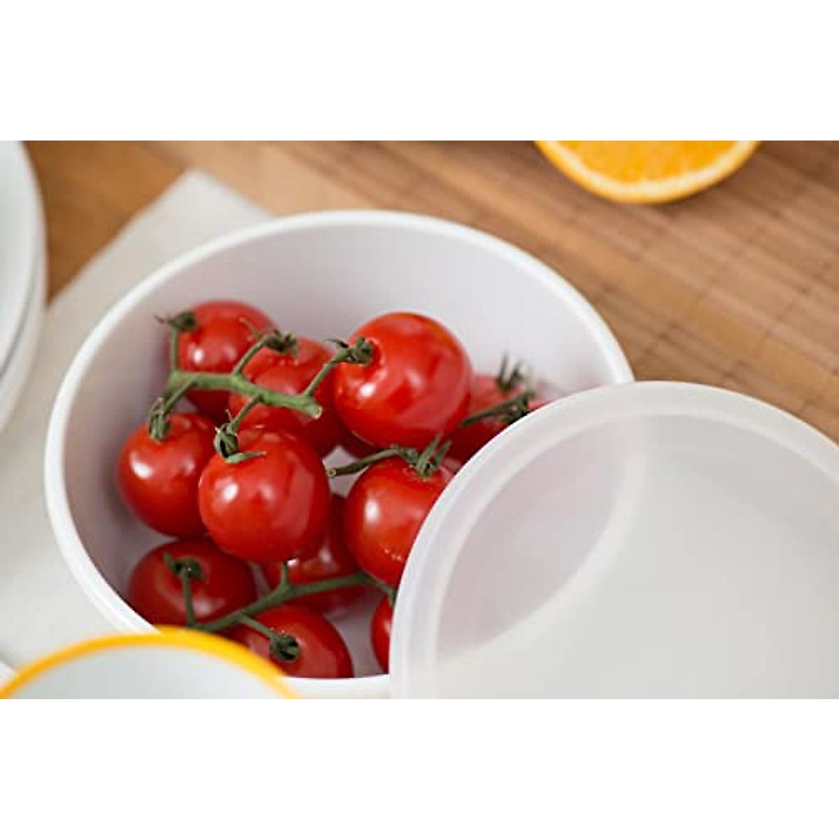 Mepal Cirqula Set of 4 Multi Food Storage and Serving Bowls with Lids, Food Prep Containers, Shallow, Nordic Blue, 1 each (350ml|12oz), (750ml|25oz), (1250ml|42oz), (2250ml|76 oz), 1 Set