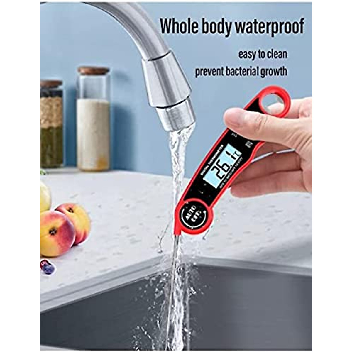 Instant Read Digital Meat Thermometer Waterproof (IP67) Read Food Thermometer for Cooking, Grilling, BBQ and Roast with Backlight Foldable Kitchen Probe Gadget.| Digital Meat Thermometer