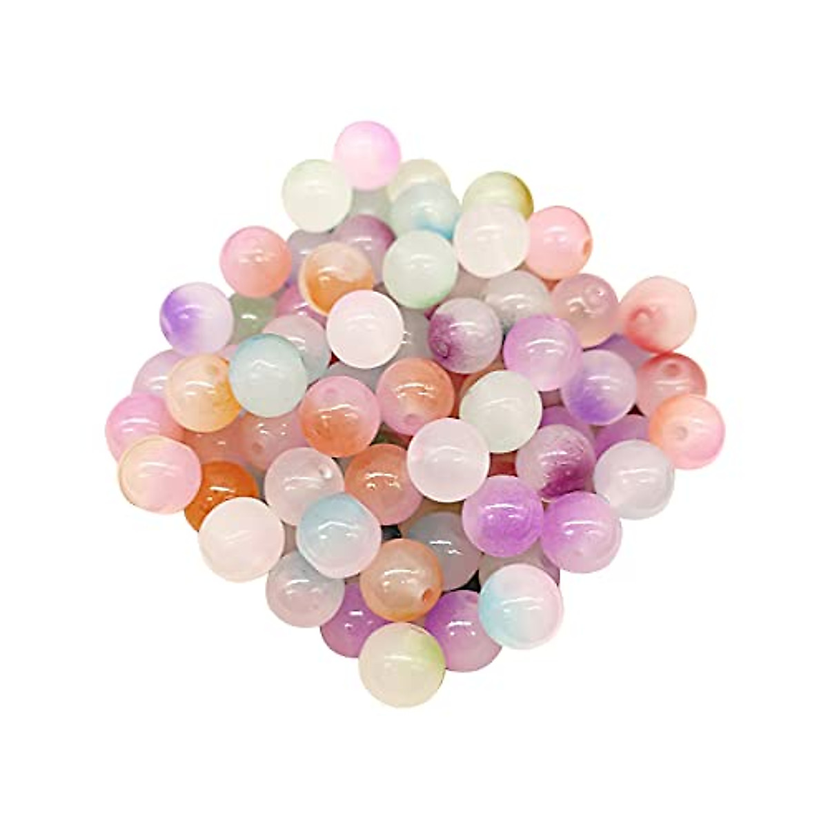 UUYYEO 200 Pcs 8mm Gradient Glass Beads Chakra Beads Colorful Round Beads Gemstone Crystal Beads Bracelet Charms for Jewelry Making Multicolor