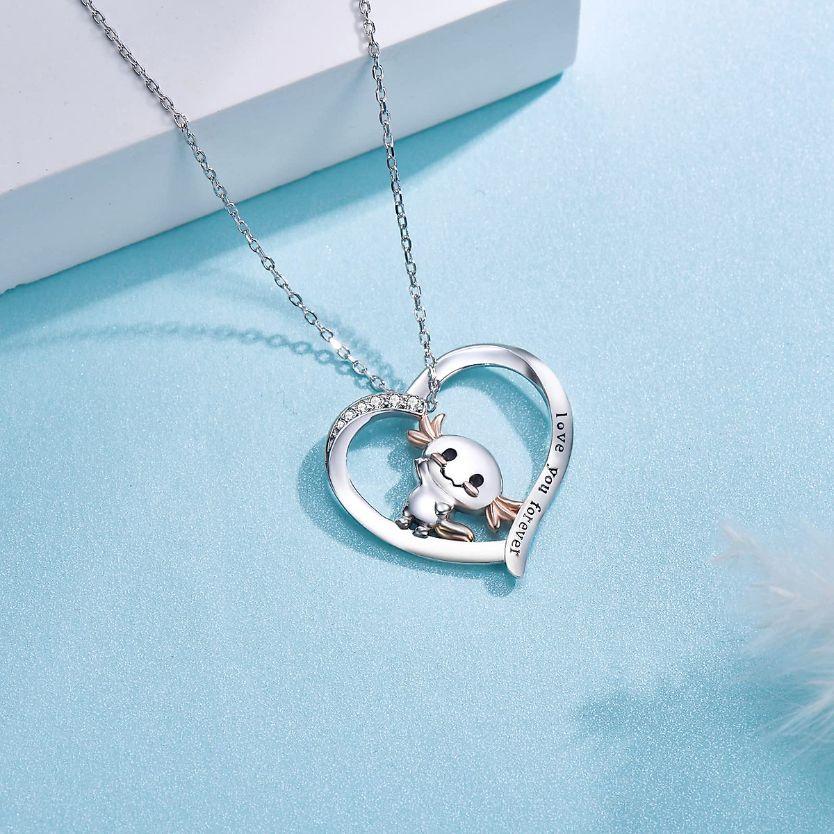 CVRAVO Axolotl Necklace 925 Sterling Silver Axolotl Heart Pendant Necklace Axolotl Jewelry for Women