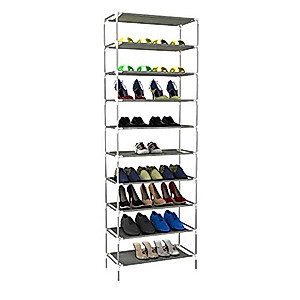 plohee Shoe Rack 10-Tier Tall Shoe Storage for Closets & Entryway Non-Woven Fabric Shoe Shelf Tower Easy Assembly (10 Tiers)