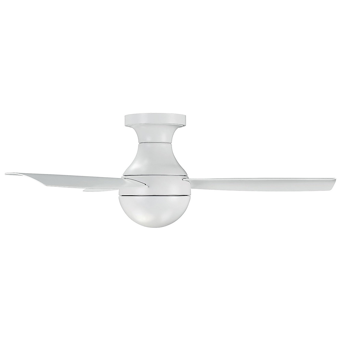 WAC Smart Fans Orb Indoor and Outdoor 3-Blade Flush Mount Smart Home Ceiling Fan 44in Matte White with Remote Control works with Alexa and iOS or Android App