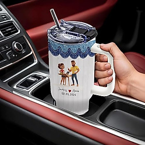 Custom 40oz Tumbler with Handle – Valentine's puzzle-Personalized Couple Gift for Anniversary Wedding Gift, Birthday, Mother's Day, Valentine’s Day tELXVi