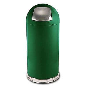 Witt Industries 15DTSGN Push Top Standard Receptacle, Steel, 15 gal, Spruce Green