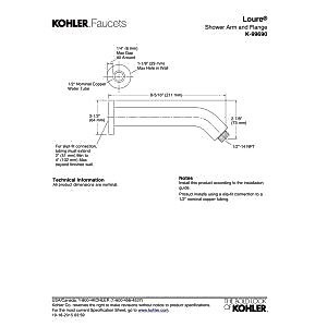 KOHLER K-99690-SN Loure Shower Arm and Flange, Vibrant Polished Nickel