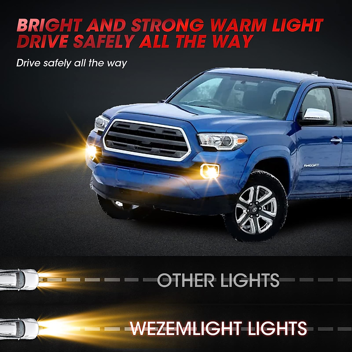 WEZEMLIGHT Fog Lights Lamps Replacement for 2016-2020 Toyota Tacoma(Fits SR, SR5 Model Only) with H16 12V 19W Halogen Bulbs With Black Bezel (Clear Lens) L+R