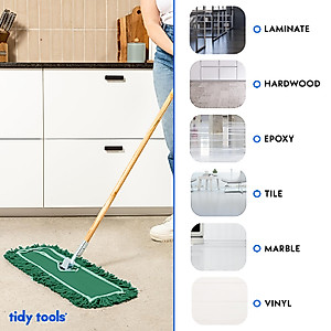 48 Inch Green Dust Mop with Wood Handle and 48 Inch Dust Mop Refill Bundle - 1 Mop Sets and 4 Refills