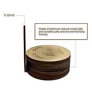 Baby Milestone Cards | 13 Double Sided Wooden Monthly Milestone Discs with Easel Stand | Baby Milestone Markers | Newborn Photography Props | Pregnancy and Baby Shower Gifts for Boys & Girls