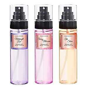 Clean-n-Fresh Body Spray for Women, Body Mist, Fragrance Mist Gift Sets, Pack of 3, Each 3.4 Fl Oz, Total 10.2 Fl Oz, Cherry Blossom