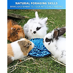 Rabbit Foraging Mat, Interactive Feed Game for Boredom, Small Pet Puzzle Toy, OVMKOV 9.44" x 9.44" Polar Fleece Snuffle Pad Bed Nosework Feeding Mat for Bunny Hamster Guinea Pigs Ferrets Chinchillas