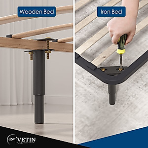 VETIN Bed Frame Support, 7-13 inches Bed Support Legs, Bed Frame Support Leg, Bed Support Legs Replacement, Adjustable Bed Legs (4, 7.08 inch)