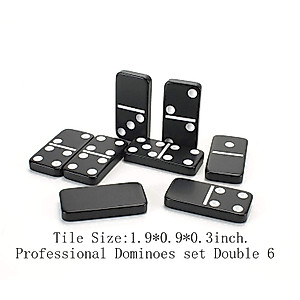 Bucher&Rossini Dominoes Set Double 6, Strong Magnetic Leather Case Dominoes Board Game for Holiday Party Family Game Night
