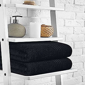 BOUTIQUO 100% Cotton 2 Pack Bath Towel Set 28x55 inches, Eco-Friendly Large Bath Towels,Compact Quickdry Lightweight Soft & Highly Absorbent Bath Towel, Ideal for Everyday Gym Travel Camp Pool - Black