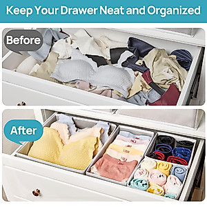 Vtopmart 12Pack Drawer Organizer for Clothes, Underwear Drawer Organizer Bins, Foldable Fabric Closet Storage Organizers, Dresser Drawer Dividers for Baby Clothing, Bra, Socks, Ties, Scarf