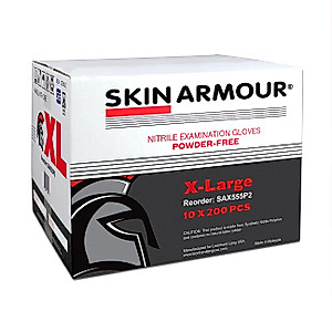 SKIN ARMOUR® Powder-Free Nitrile Medical Exam Gloves, Disposable, Non-Sterile, Textured Finger Tips, Latex-Free, Cobalt Blue (Small (Box of 200))