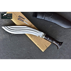 GK&CO. Kukri House Genuine Kukri/khukuri - Authentic 12" 3 Chirra (3 Fuller) The Beast, Full Tang Wooden Handle, Black Leather Sheath Khukuri- Handmade in Nepal Imported