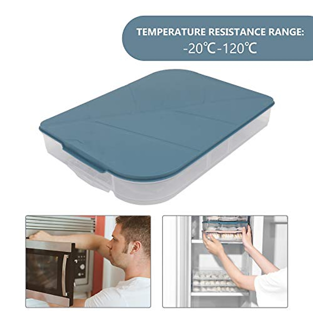 Cabilock 3PCS Refrigerator Dumpling Box Plastic Dumpling Container Fresh Keeping Food Tray Fridge Food Organizer for Veggie Fruit Bun Dough (Random Color)