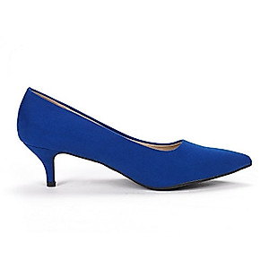 DREAM PAIRS Womens Low Heel D'Orsay Pointed Toe Pump Shoes, Royal Blue - 7 (Moda)