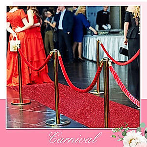 Shihanee Sequin Aisle Runner for Weddings 2 x 15 ft Glitter Wedding Rug Runner with Carpet Tape Sparkly Wedding Outdoor Floor Runner Floor Carpet Runner for Prom Ceremony Event Party Decoration (Red)
