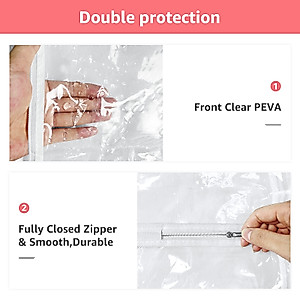 SDAWIN 40'' Clear Kids Dance Costume Garment Bags for Dancers with Pockets, PVC Waterproof 3.3" Gussetes for Girls and Boy Travel Clothes Covers, 3 Packs