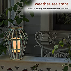 Alpine Corporation QLP1354SLR-HH-TM Alpine Metal Solar Lantern, Weathered Grey