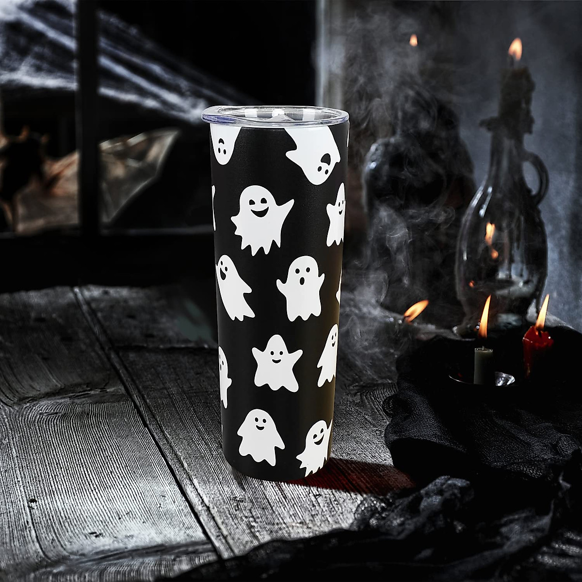 Halloween Tumbler Halloween Gifts for Women, ghost cups gothic Tumblers with Lids and Straw, Coffee Mug Travel Halloween Cup Unique Birthday Gift