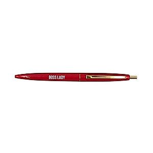 Get Bullish Boss Lady Refillable Black Ink Ballpoint Click Clic Pen in Cherry Red with Gold Accents