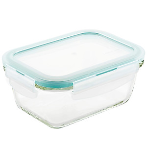 LOCK & LOCK Purely Better Glass Food Storage Container with Lid, Rectangle-14 oz, Clear