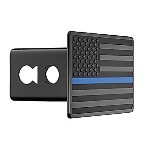 TOEASYTY Heavy American Flag Metal Trailer Hitch Cover for 2" inch Receivers,Tow Hitch Covers 2 Inch for Truck Accessories (with 5/8-Inch Pin Diameter Trailer Hitch Lock, Blue Line)