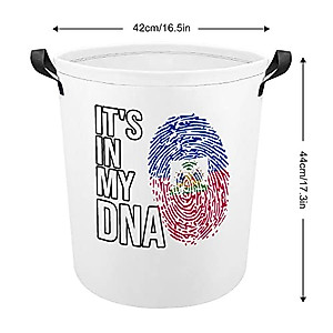 It's in My DNA Haiti Flag Large Laundry Basket Hamper Bag Washing with Handles for College Dorm Portable