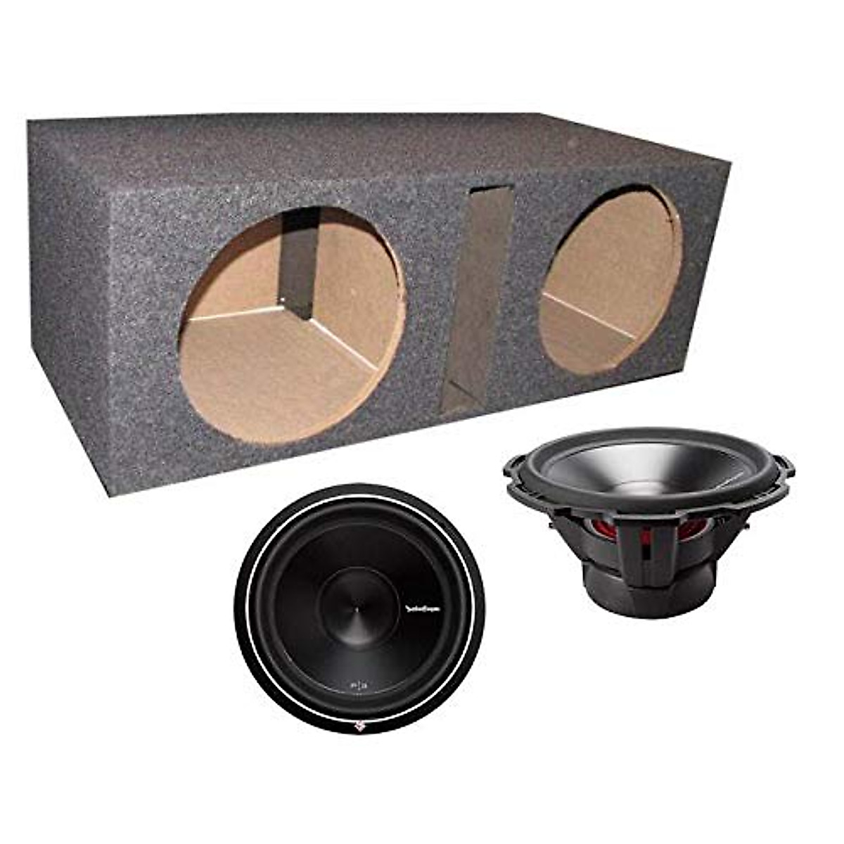 2) ROCKFORD FOSGATE P3D4-15 15" 1200 Watt 4-Ohm Car Audio Subwoofers + Sub Box