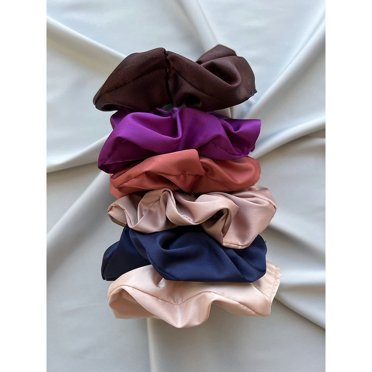 Satin Scrunchies, 6 Pieces For Hair, Big Satin Hair Ties, Ponytail Holder, Soft And Satin Silk Fabric Hair Scrunchies, P12