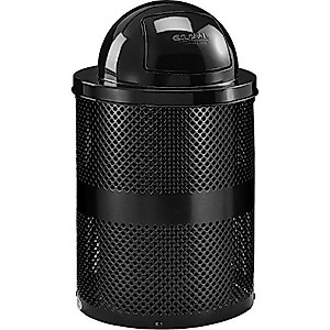 Global Industrial 36 Gallon Thermoplastic Coated Perforated Receptacle w/Dome Lid, Black