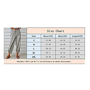 Womens Casual Capri Pants Elastic Waist Drawstring Summer Lounge Baggy Trousers Cinch Bottom Lantern Ankle Pants with Pockets