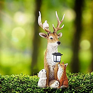 YANGXUE Solar Garden Light, Fawn Solar Light Garden Decor Statues, Solar Deer Statues Lamp, Resin Crafts Light Lantern,Garden Decor Ornament Used for Home,Yard, Patio Art Decorations