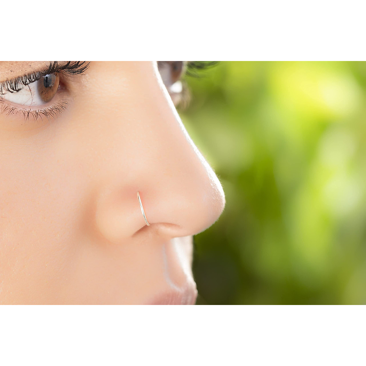 Thin and tiny silver nose ring hoop -24 gauge nose piercing hoop - 925 sterling silver hoop