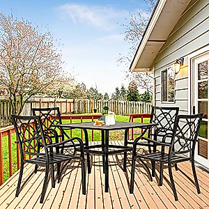 SOLAURA Patio Dining Chairs of 2, Outdoor Patio Furniture Chair Wrought Iron Patio Bistro Chairs, Patio Chairs for Garden, Lawn, Backyard, Porch, Balcony, Deck