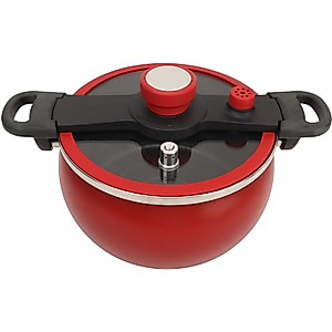 7L Pressure Cooking Pot Anti Stick Heat Resistant Pressure Cooker Binaural Clip Quick Cooking Pot with Visual Pot Lid for Induction, Gas Stove, Electric Stove (Red)