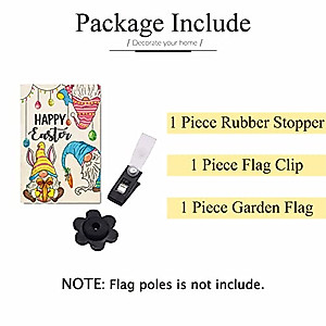 ORTIGIA Easter Gnome Garden Flag Happy Holidays 12x18Inch Burlap Double Sided Colorful Easter Eggs Flag Spring Summer Farmhouse Seasonal Outdoor Flag