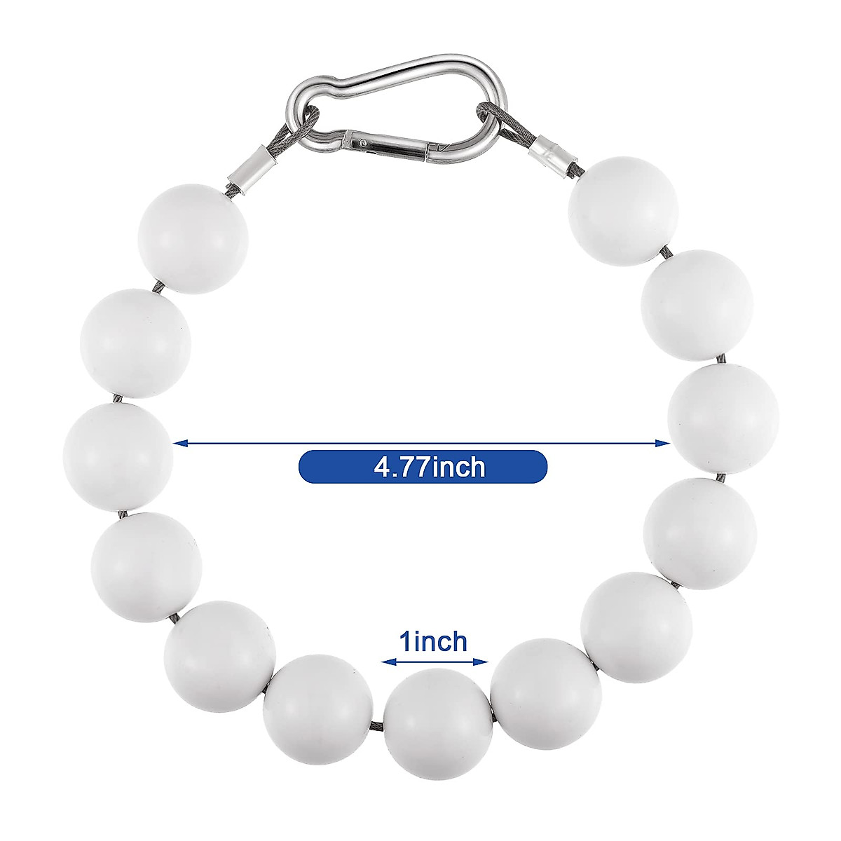 2 Pieces Flagpole Retainer Ring Flag Pole Accessories Beaded Flag Mount Rope Retainer Ring Keep Flag Close to Pole Counterweight Set with Steel Cable for Internal External Halyard Flagpole (White)