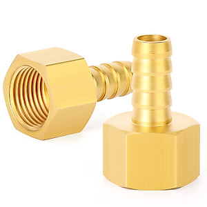 TAILONZ PNEUMATIC 1/4 Inch Barb x 1/4 Inch NPT Brass Female Hose Fitting Connector （Pack of 10）