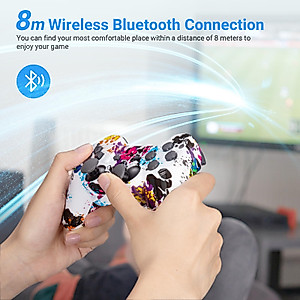 PS-3 Controller, 2 Pack Wireless Controller for PS3 for Sony Playstation-3, Double Shock, Bluetooth Connection, Rechargeable, Motion Sensor, Upgraded Remote Gamepads for PS3, 2 x USB Charging Cords