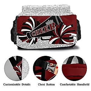 Personalized Cheerleader Dark Red Black Custom Backpack Waterproof Multifunctional Daypack with Name Gift