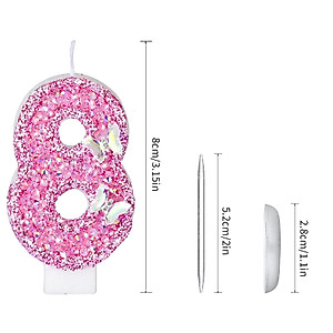 Saododku Birthday Candles, Number Candles for Birthday Cakes with Butterfly, Pink Birthday Candles Sparklers, 3.2" Cake Candles for Cake Topper Decoration, Party/Festival Celebration(Number 5)